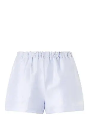 Cult Gaia Mori Linen And Silk-blend Satin Shorts - Blue