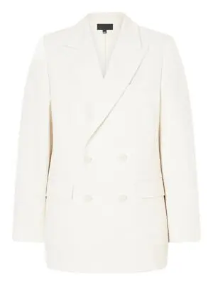 NILI LOTAN Weston Double-breasted Wool-gabardine Blazer - Neutrals