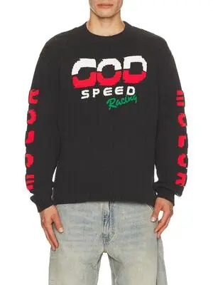 RICE NINE TEN Knitted Racing Sweater - Black