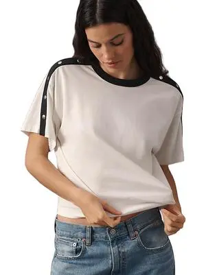 NATION LOS ANGELES Nation Los Angeles Ada Button-Sleeve T-Shirt Top