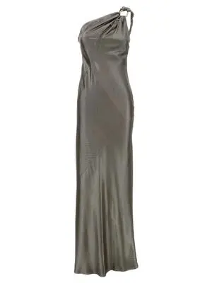 Max Mara Odissea Long Dress Metallic One-shoulder Lam - Grey
