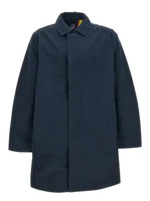 K-WAY Cotton Blend 3/4 Length Jacket With Water-repellent Finish - Blu