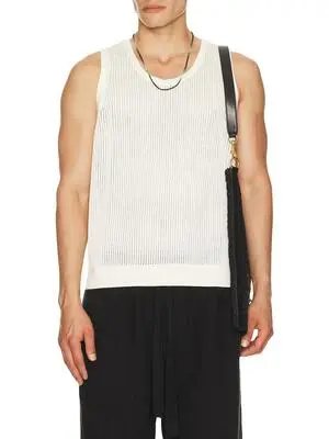 AUTO-REPLY Knit Mesh Tank Top - Sea Salt