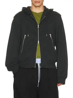 Dries Van Noten Charcoal Cotton Zip-up Hoodie - Anthracite