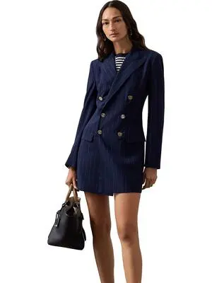 Ralph Lauren Camden Striped Wool Day Dress - Icon Navy Multi