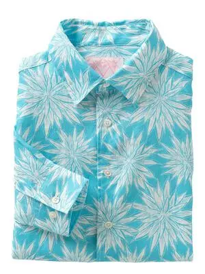 PINK HOUSE Linen Shirt Agave Turquoise - Blue