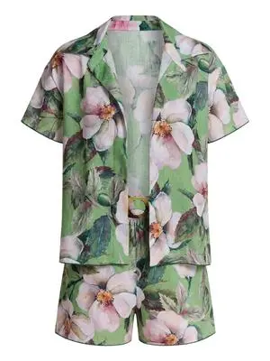 NUR KARAATA Coral Cameo Co-ord Set - Green