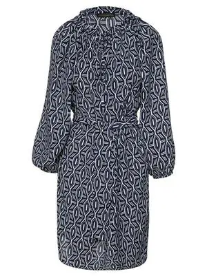 CONQUISTA Belted Printed Viscose Dress - Blue