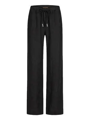 MAISON TANGERINE Linen Wide Leg Trousers - Black