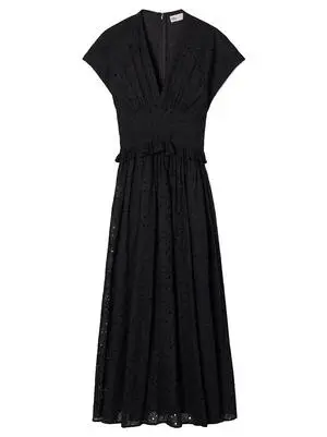 Tory Burch Eyelet Cotton Midi Dress - Black