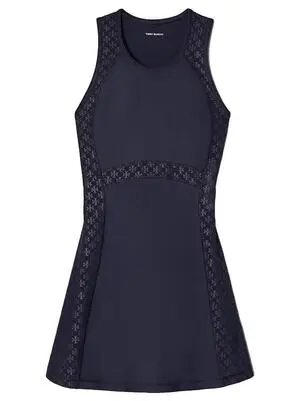 Tory Burch T Monogram Mesh Tank Dress - Medium Navy