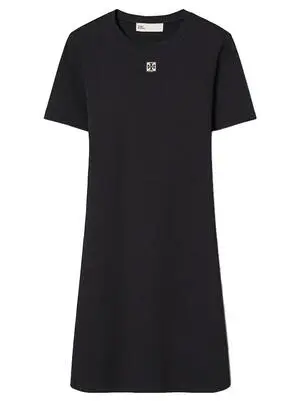 Tory Burch Ribbed Cotton T-shirt Dress - Black