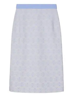Tory Burch T Monogram Viscose Pencil Skirt - Vanilla/blue