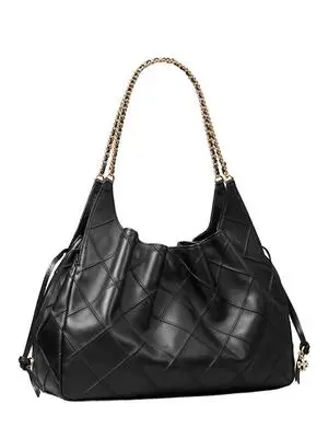 Tory Burch Fleming Leather Tote - Black