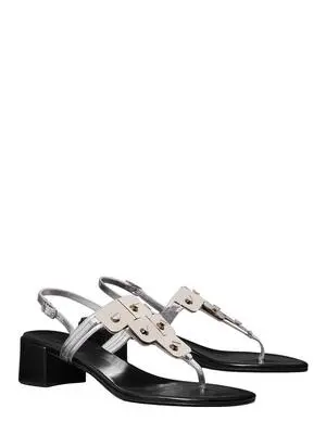 Tory Burch Gladiator Capri Heeled Sandal - Silver
