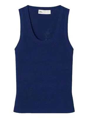 Tory Burch Pointelle Viscose Tank - Ocean