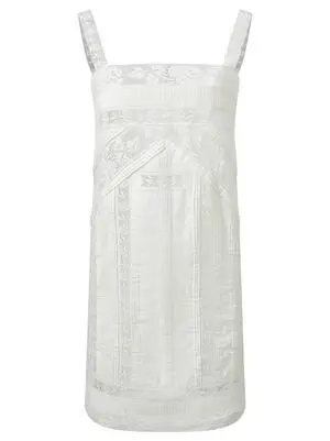 PECANPEPPERPELICAN Lace Patchwork Strappy Mini Dress - White