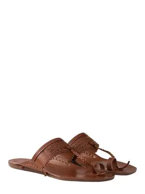 Prada Prada Leather Kolhapuri Sandals Brandy