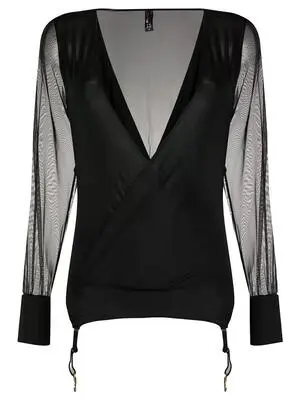 MAISON CLOSE Wraparound Plunge Playsuit - Black