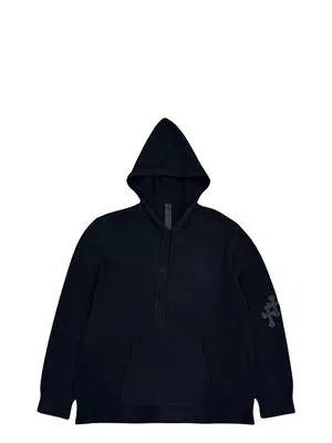 Chrome Hearts Cashmere Hoodie With Leather Cross Patches - Black