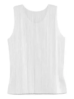 Issey Miyake Pleats Please Issey Miyake Sleeveless Top Silver