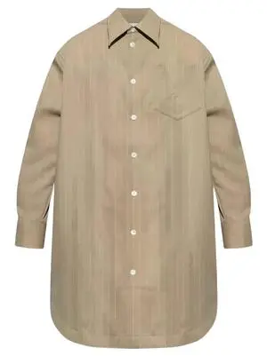 AMI Paris Beige Pinstripe Shirt Dress - Neutrals