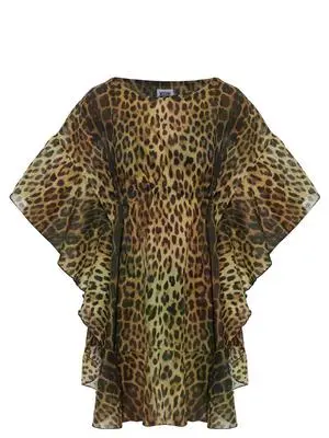 Moschino Leopard-print Ruffled Mini Dress - Neutrals