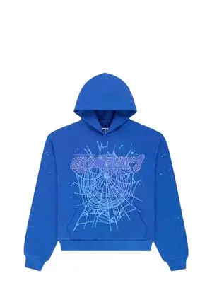 SP5DER Rhinestone Embellished Hoodie - Blue