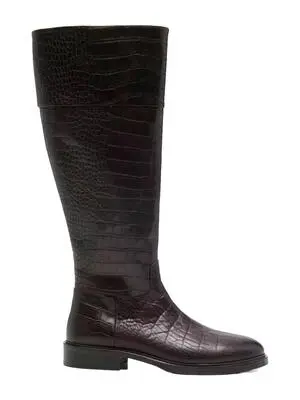 ADRIANNA FERETTI Knee-high Boots With Croc-effect - Brown