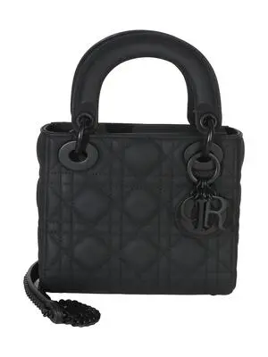 Dior Christian Dior Ultra Matte Supple Cannage Calfskin Mini Lady Dior Bag Black
