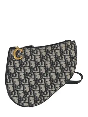 Dior Navy Oblique Canvas Triple Saddle Pouch - Blue