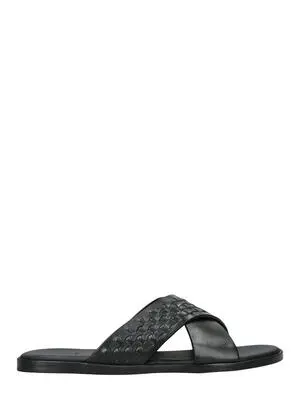 Magnanni Woven Leather Cross Sandals - Black