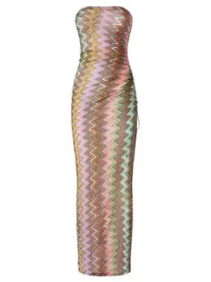 Missoni Zigzag-knit Ruched Maxi Dress - Brown