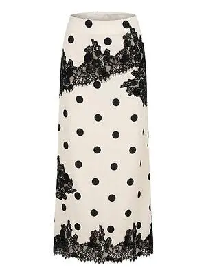AMY LYNN Verona Polka-dot Satin Midi Skirt - Mono