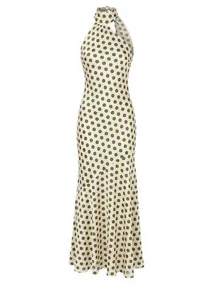 AMY LYNN Baia Polka-dot Satin Maxi Dress - Green