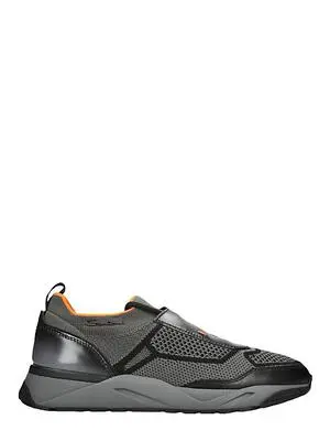 Santoni Innova Leather And Knitted Trainers - Grey/dark