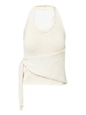 4TH & RECKLESS Braya Boucle Knit Halter Neck Sleeveless Top - Beige