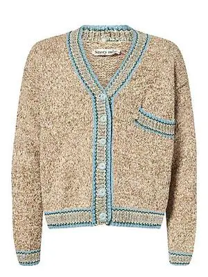 STORY MFG. Bulb V-neck Cotton Knitted Cardigan - Dust