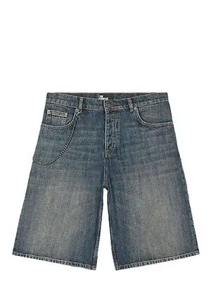 The Kooples Mid-rise Straight-leg Denim Shorts - Medium Blue