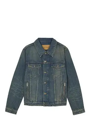 The Kooples Faded Denim Jacket With Chest Pockets - Medium Blue