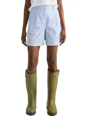 TWP Henry St Striped Pattern Shorts - Blue