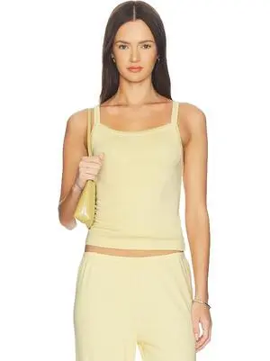 Donni. The Baby Rib Square Neck Tank - Lemon