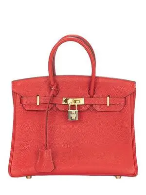 FWRD RENEW Hermes Togo Birkin 25 Retourne Handbag Red