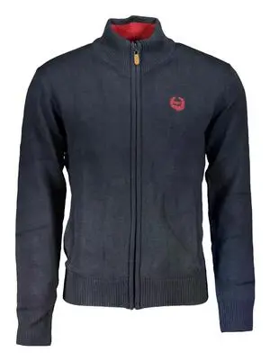 GIAN MARCO VENTURI Zip-up Elbow-patch Cardigan - Blue