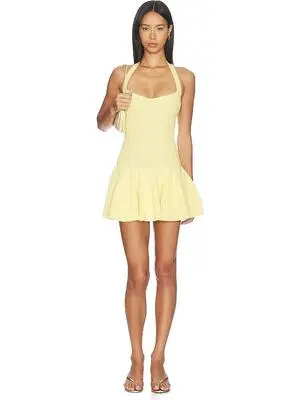 Retrofete Halterneck Ribbed Knit Dress - Yellow