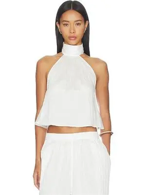 THE LINE BY K Pleated Halterneck Top - White