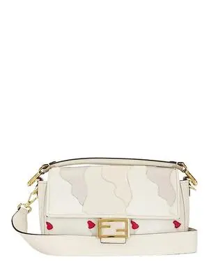 FWRD RENEW Fendi Mink Fur Nappa Faces Baguette Shoulder Bag - Ivory
