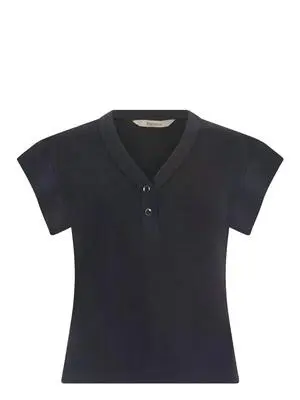 Barbour Verona Ribbed V-neck T-shirt - Blue