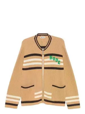 BODE Timber Stripe Zip-up Cardigan - Neutrals
