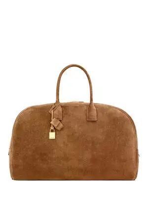 Saint Laurent Large Suede Bowling Duffle Bag - Brown